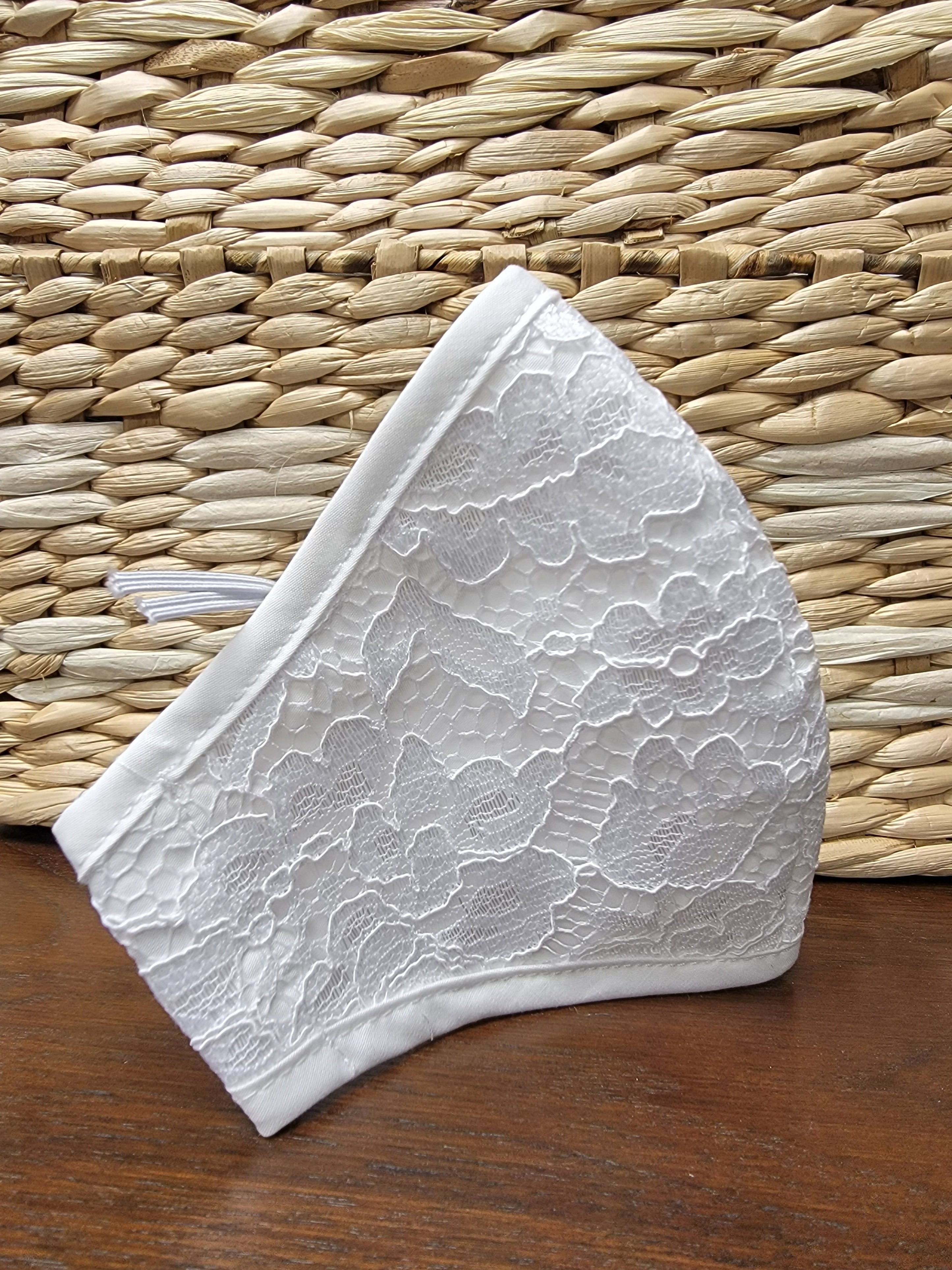 White Sparkle Lace Face Mask – Dressed in White