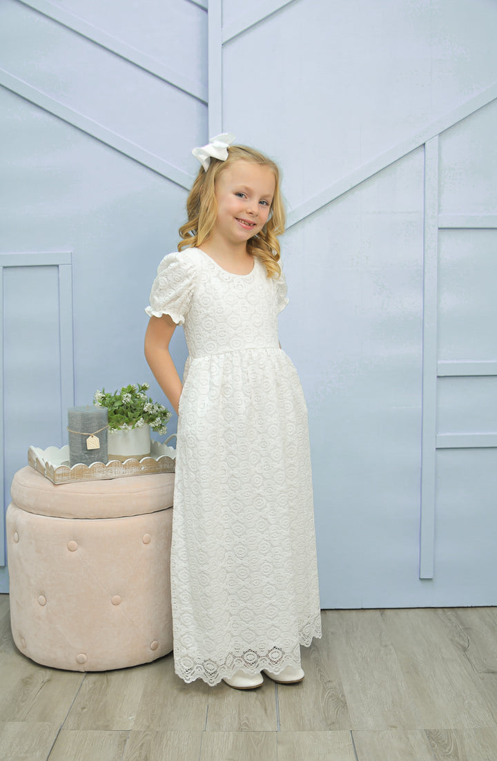 Girls White Dresses for LDS Baptism, First Communion, Christening ...